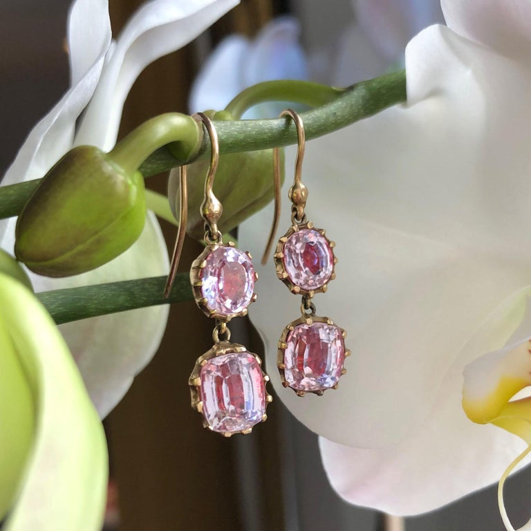 Antique Foil Backed Crystal and Gold Earrings at 1stDibs