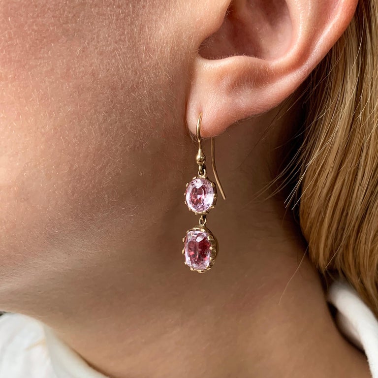 Antique Foil Backed Crystal and Gold Earrings at 1stDibs