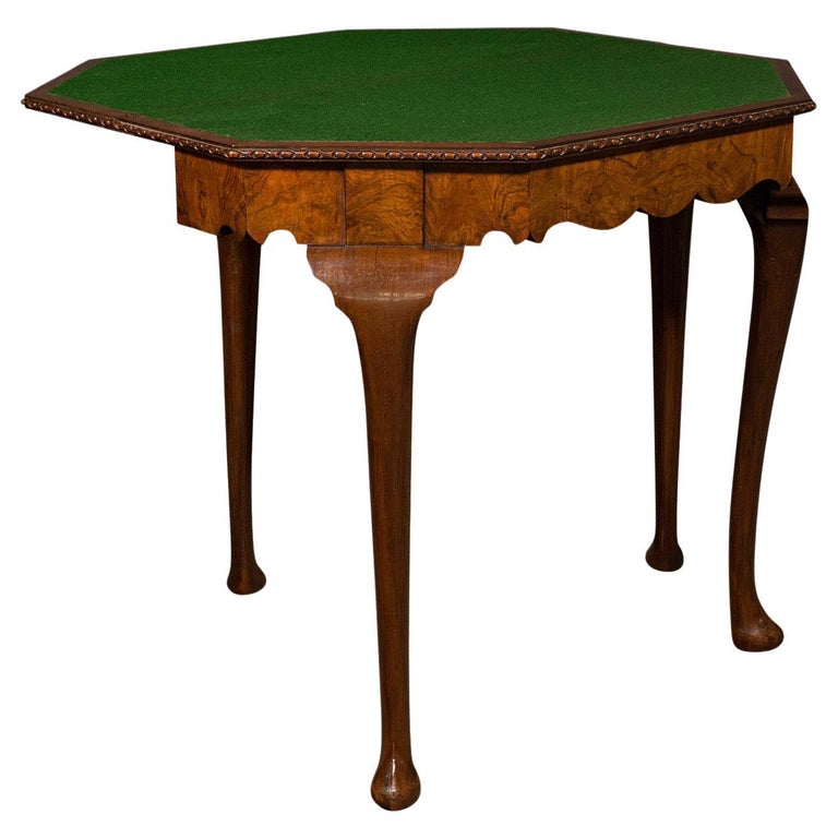 Antique Fold Over Card Table, English Walnut, Games, Georgian Revival ...