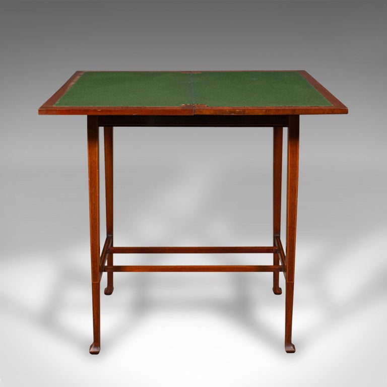 Antique Fold Over Games Table, English, Flame, Walnut, Card, Side ...