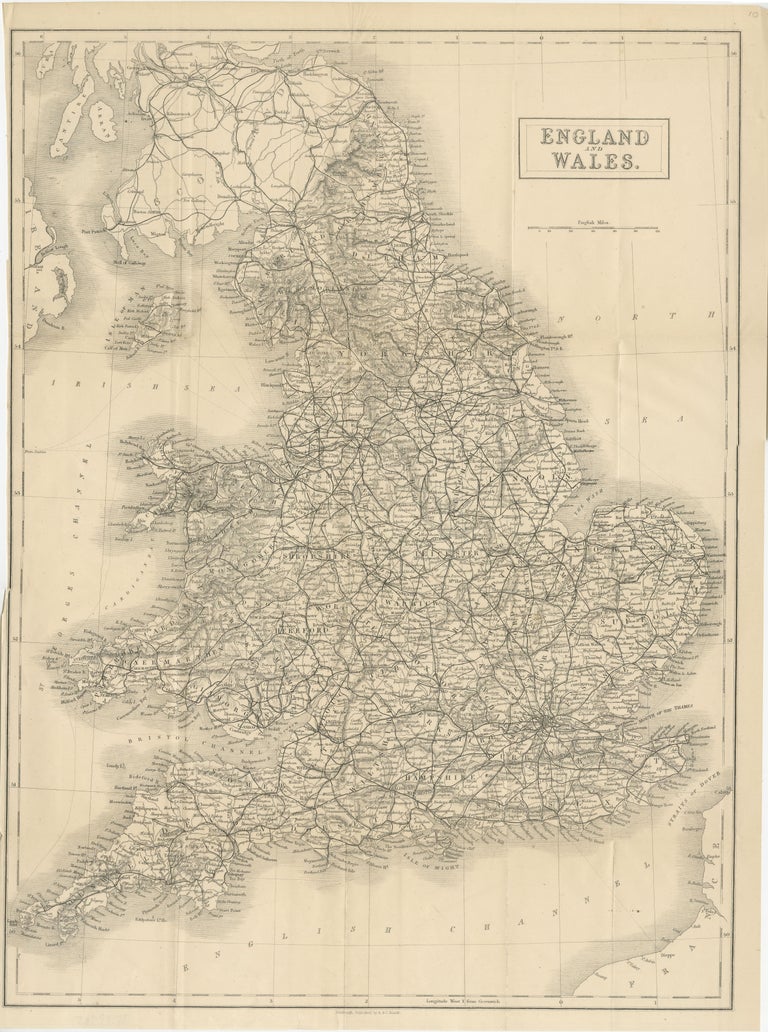 Antique Folding Map of England and Wales For Sale at 1stDibs