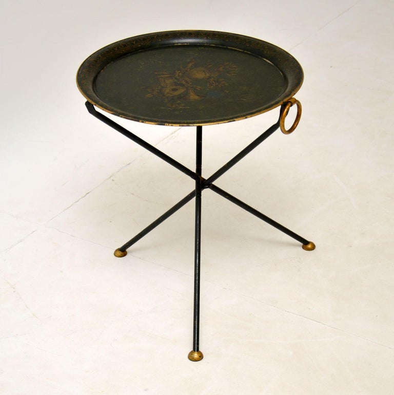 Antique Folding Tole Side Table at 1stDibs