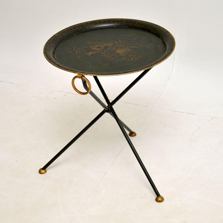 Antique Folding Tole Side Table at 1stDibs