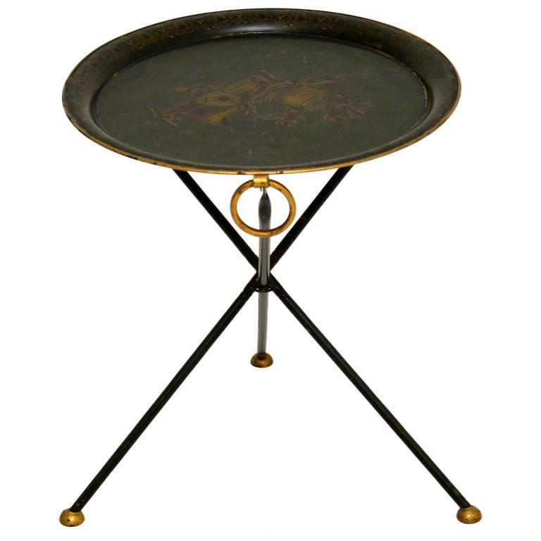 Antique Folding Tole Side Table at 1stDibs