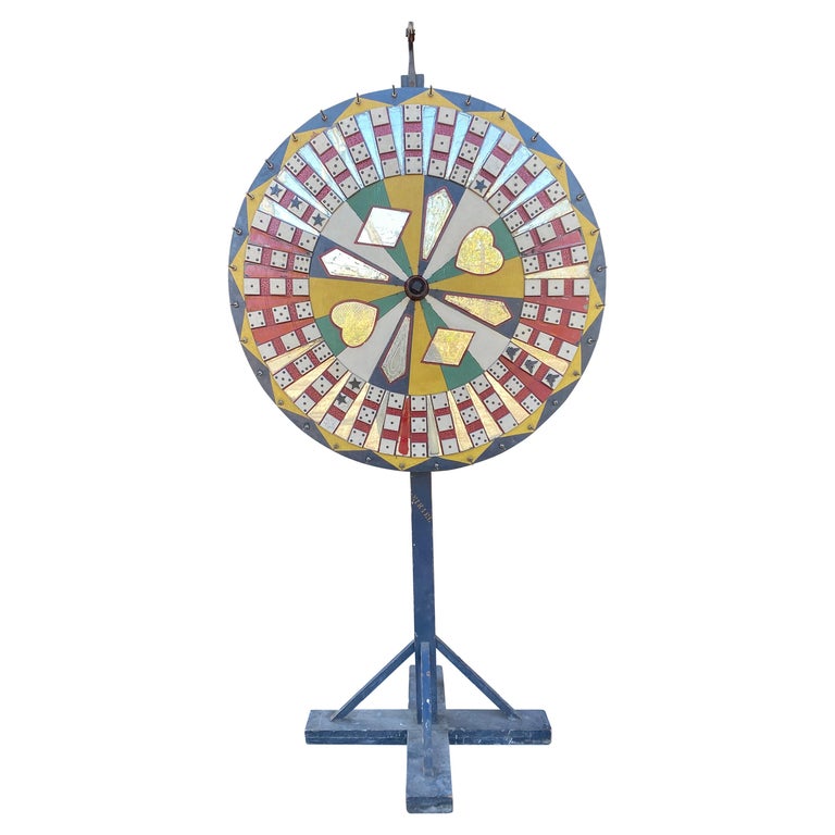 Antique Folk Art Carnival Game Wheel, Spinner, Gambling Device, Signed ... Antique Folk Art Carnival Game Wheel, Spinner, Gambling Device, Signed ...