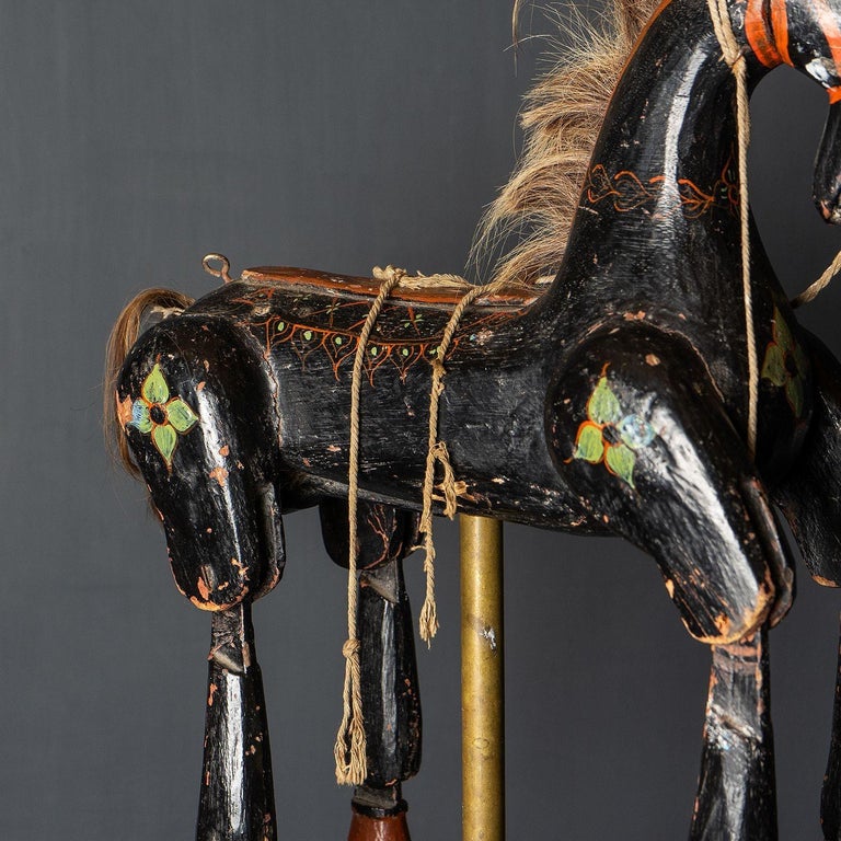 Antique Folk Art Carved And Painted Articulated Horse Puppet For Sale ...