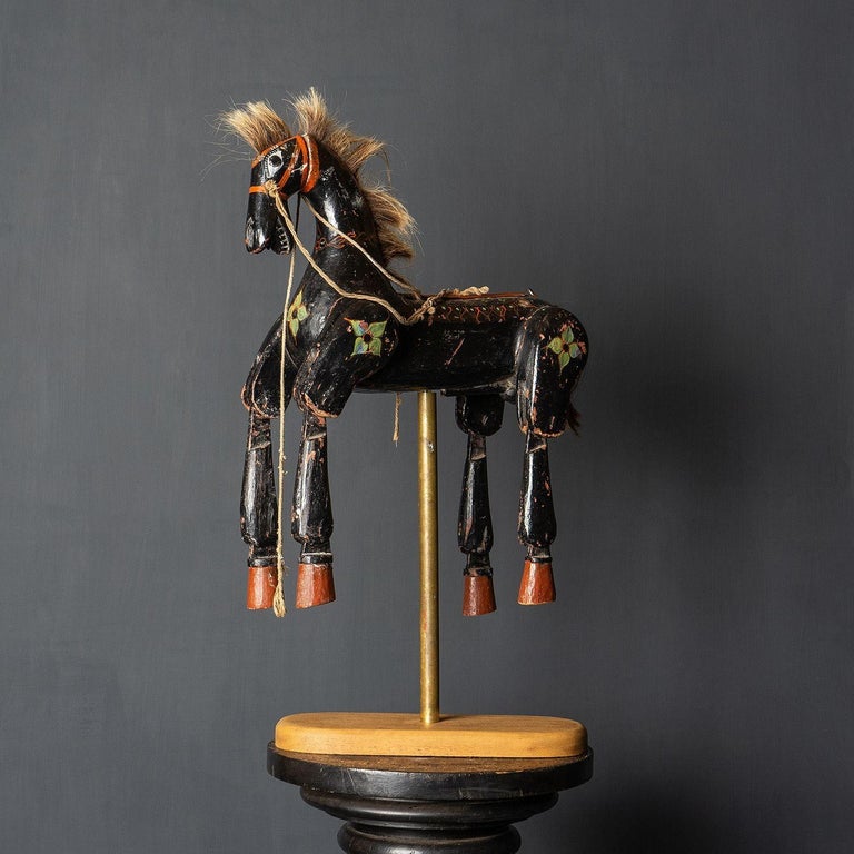 Antique Folk Art Carved And Painted Articulated Horse Puppet For Sale ...