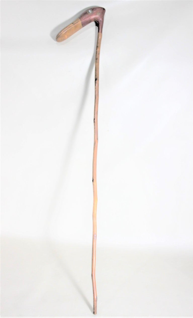 Antique Folk Art Carved and Painted Cane or Walking Stick with Exotic ...