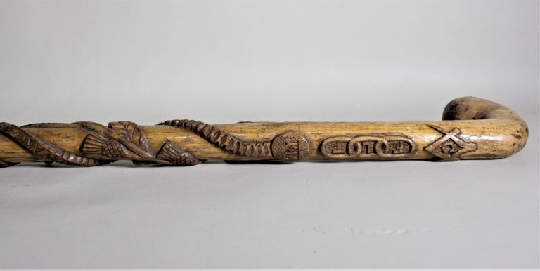 Antique Folk Art Ornately Carved Scottish Rite or Masonic Lodge Walking ...