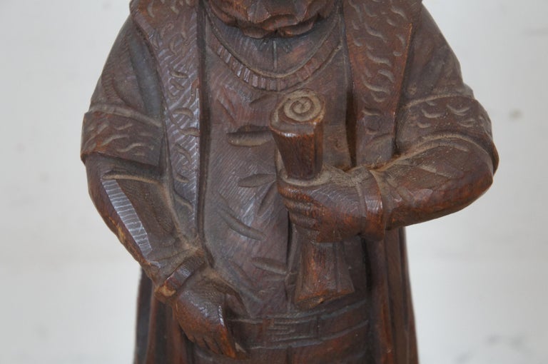 Antique Folk Art Carved Wood Renaissance Man Scholar Statue Figure at ...