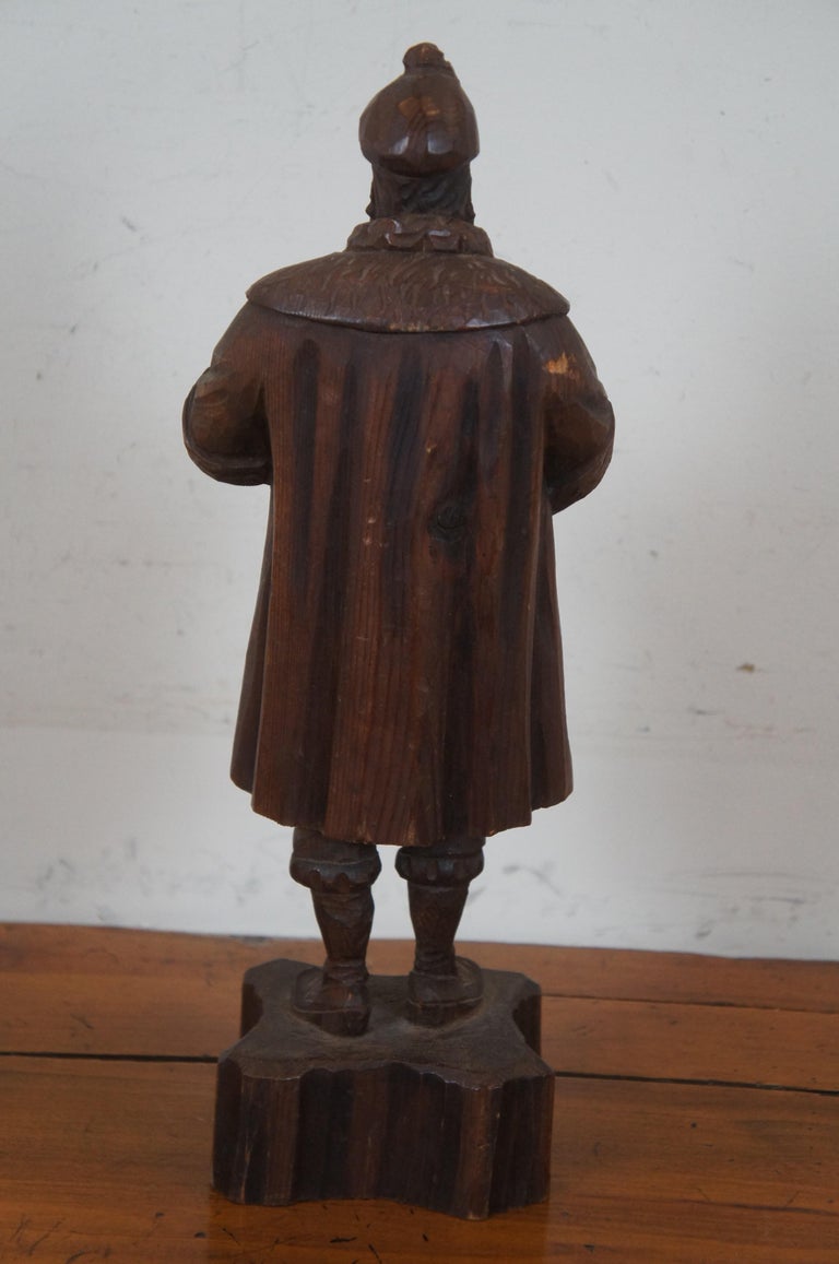 Antique Folk Art Carved Wood Renaissance Man Scholar Statue Figure at ...
