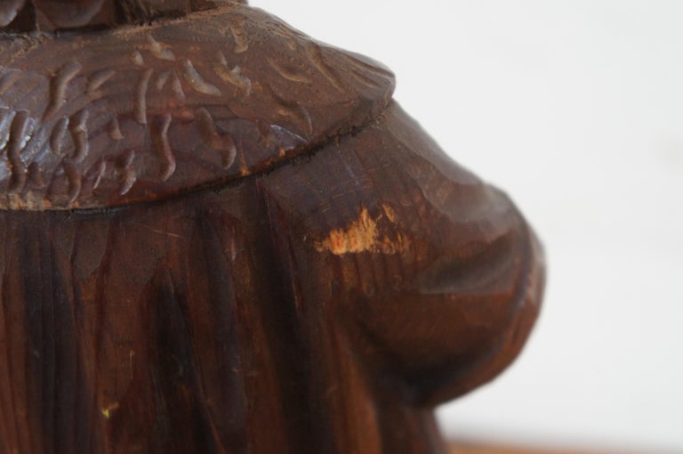 Antique Folk Art Carved Wood Renaissance Man Scholar Statue Figure at ...