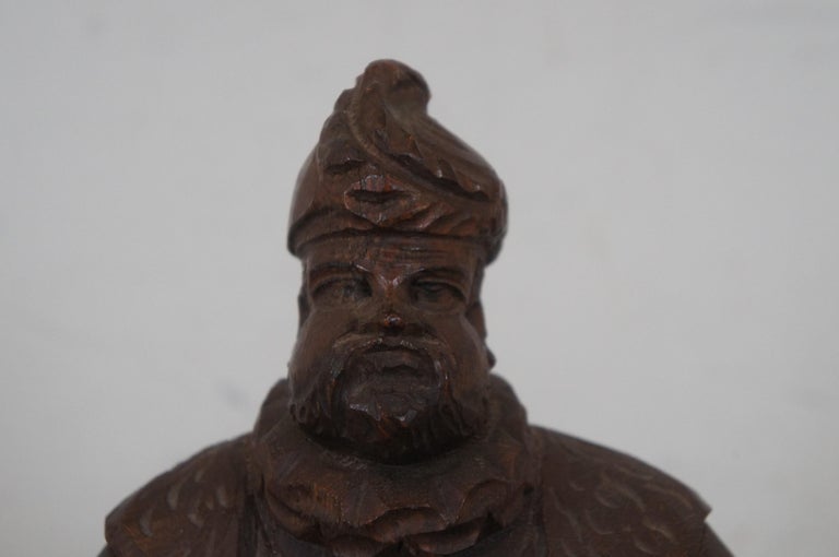 Antique Folk Art Carved Wood Renaissance Man Scholar Statue Figure at ...
