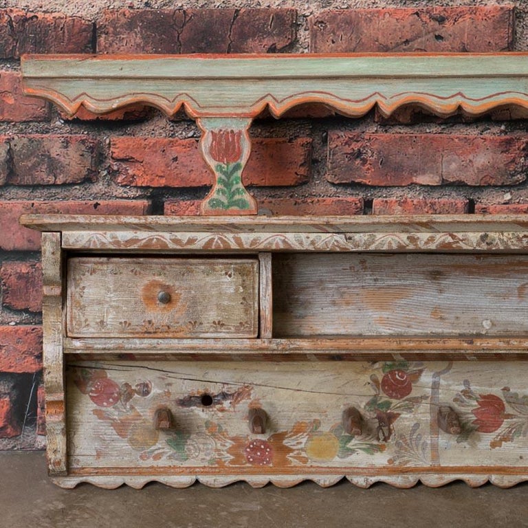 Antique Folk Art Painted Hanging Coat Rack at 1stDibs