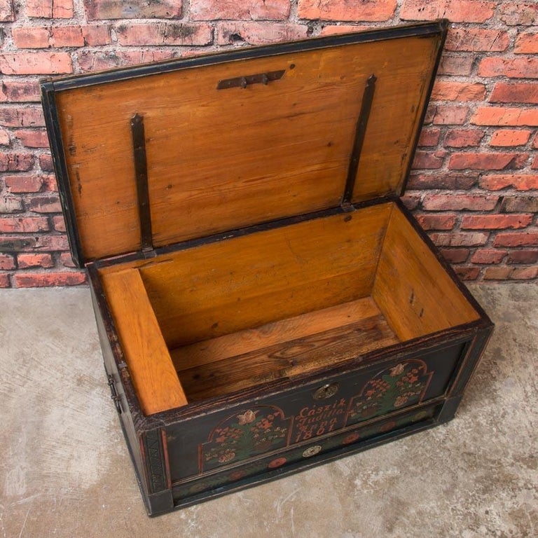Antique Folk Art Painted Trunk from Hungary at 1stDibs | folk in the trunk
