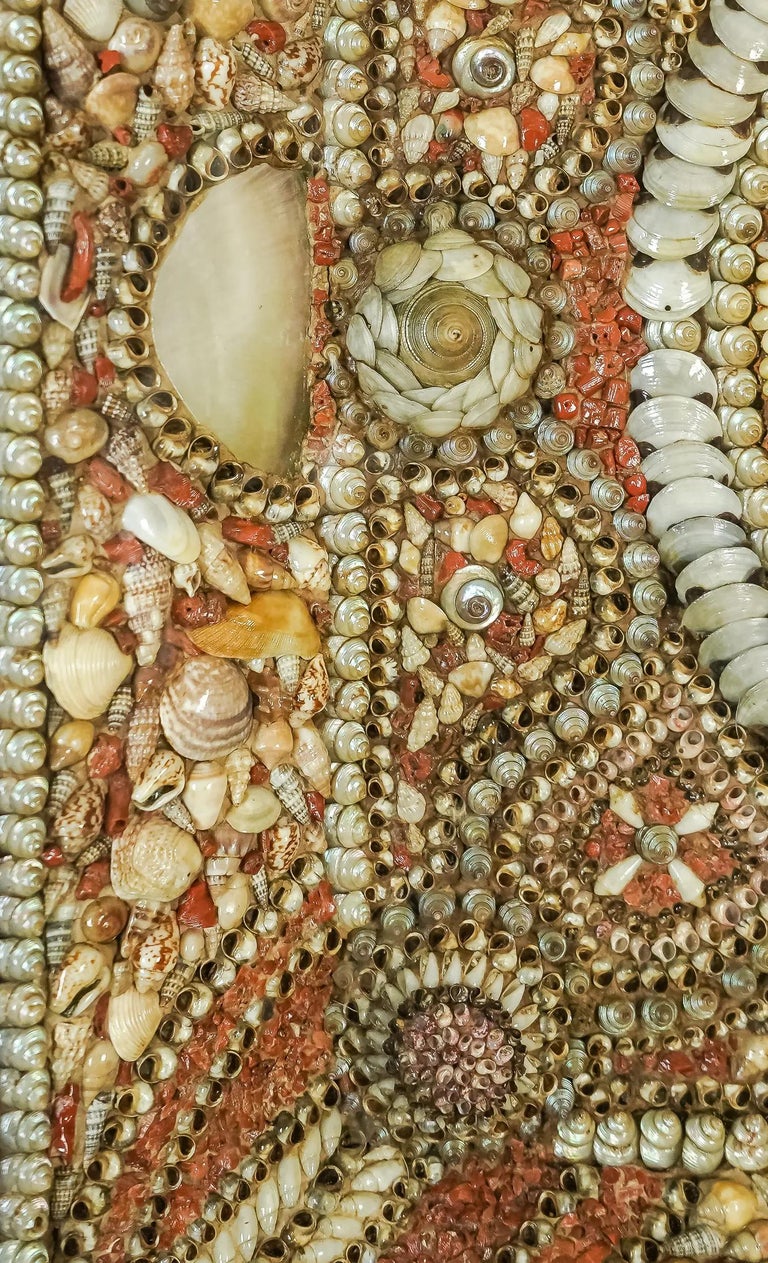 Antique Folk Art Red Cat Shell Valentine at 1stDibs