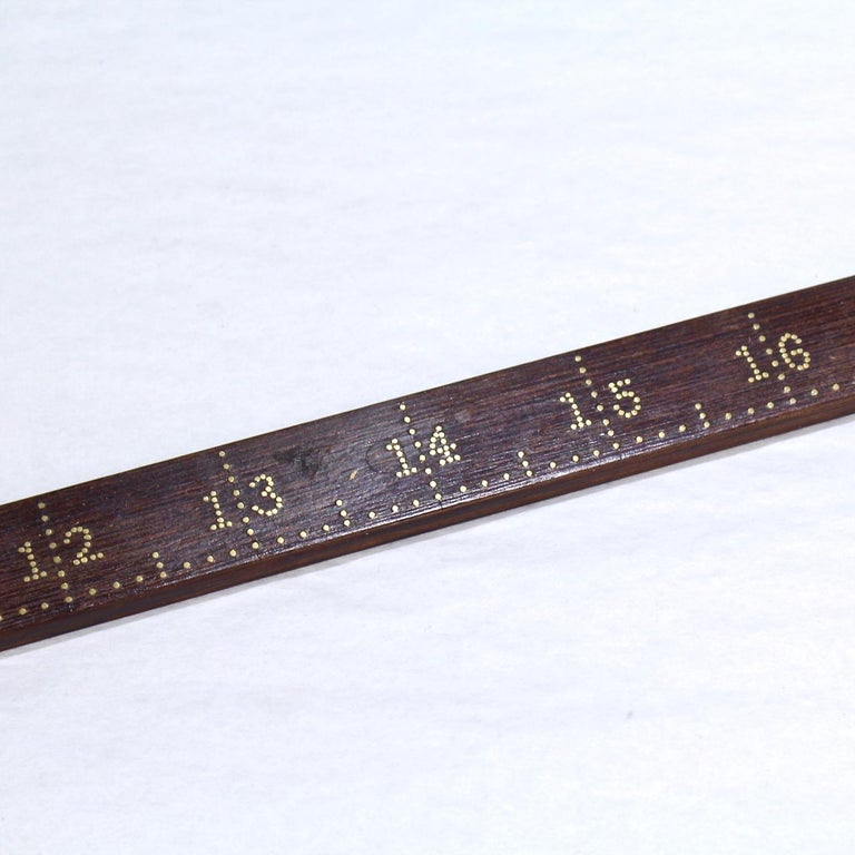Antique Folk Art Rosewood Dress Maker's Wooden Ruler with Brass Inlay ...