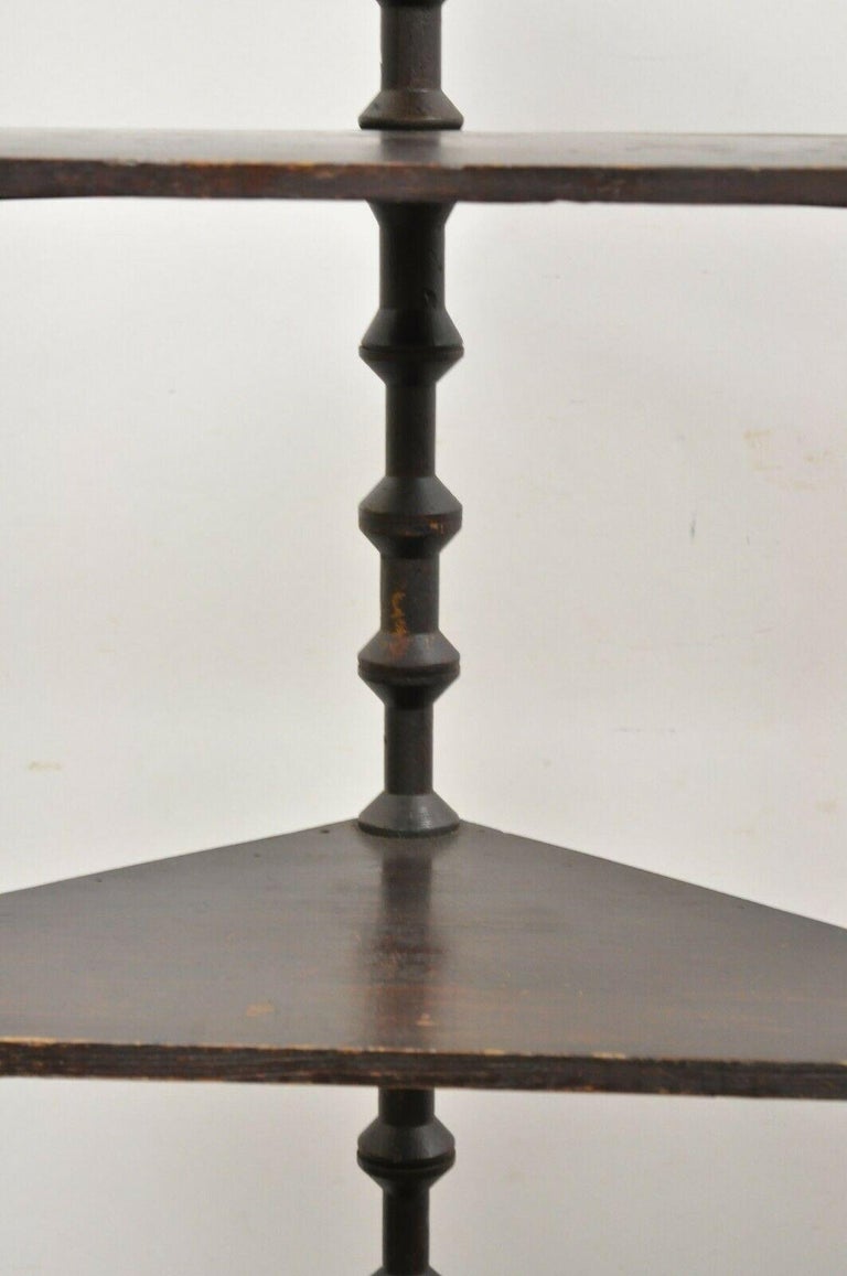 Antique Folk Art Sewing Spool Carved 6 Tier Corner Shelf Whatnot Stand ...