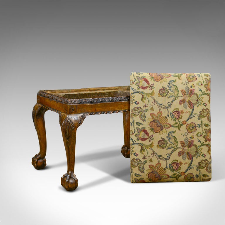 Antique Foot Stool, Walnut, Needlepoint Tapestry, English, Regency ...