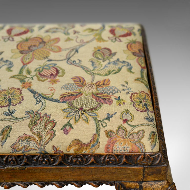 Antique Foot Stool, Walnut, Needlepoint Tapestry, English, Regency ...