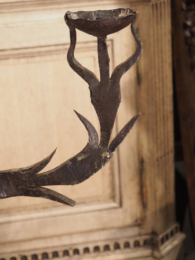 Antique Forged Iron Candelabra Torchere from Spain, Circa 1900 For Sale ...