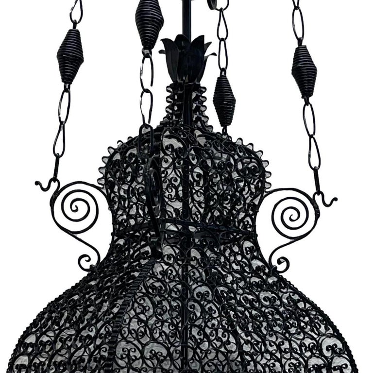 Antique Forged Iron Light Fixture For Sale at 1stDibs