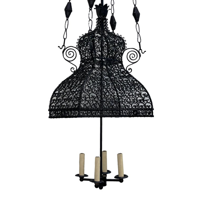 Antique Forged Iron Light Fixture For Sale at 1stDibs
