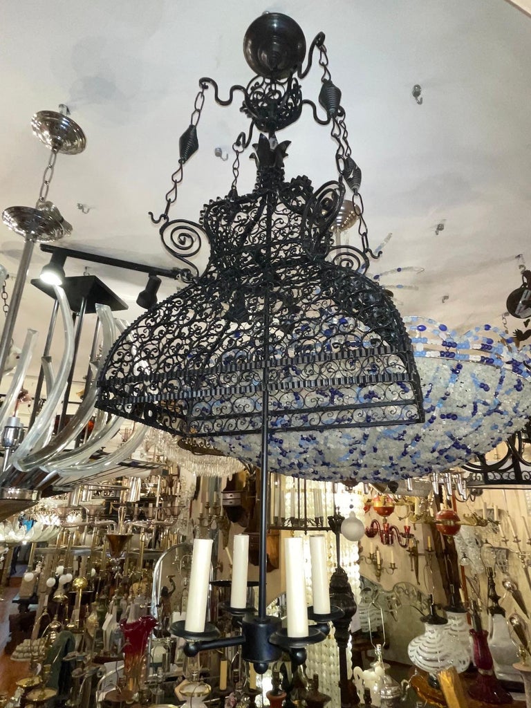 Antique Forged Iron Light Fixture For Sale at 1stDibs