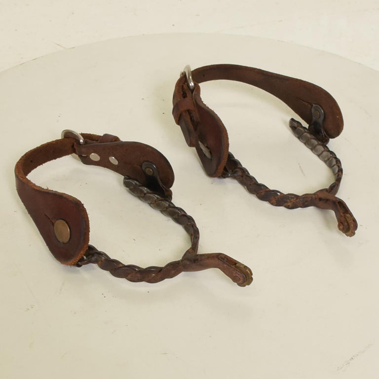 Antique Forged Iron Western Spurs with Leather and Brass Accent For ...