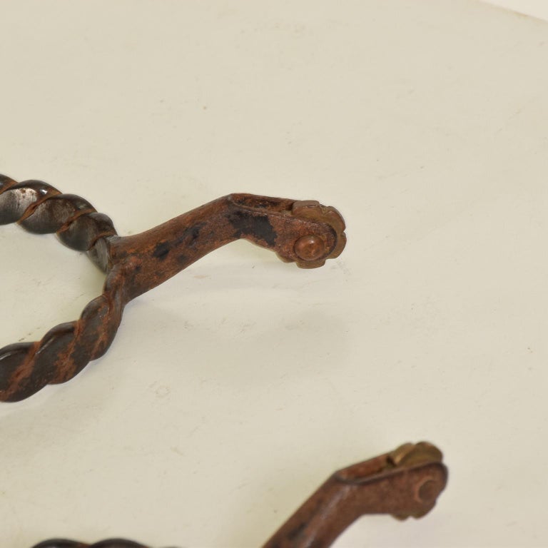 Antique Forged Iron Western Spurs with Leather and Brass Accent For ...