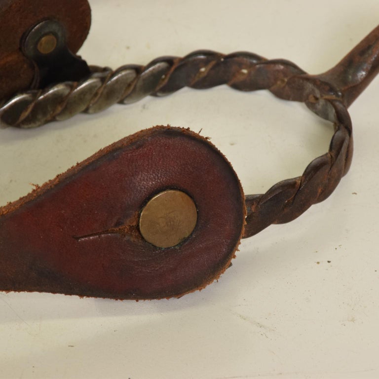 Antique Forged Iron Western Spurs with Leather and Brass Accent For ...