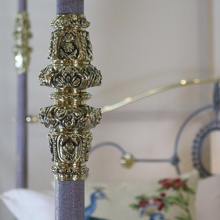 Antique Four-Poster Bed in Blue Verdigris, M4P30 at 1stDibs