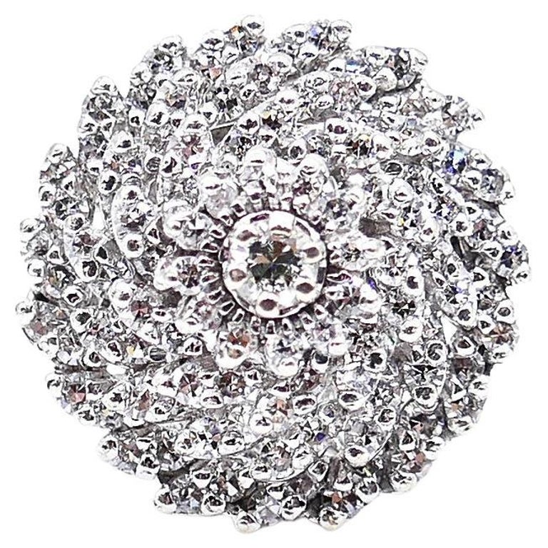 Antique Four Tier Diamond and White Gold Cocktail Ring For Sale at 1stDibs