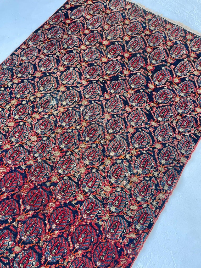 Antique Fragment Rug in Zoroastrian Flame Pattern, c. 1930's For Sale ...