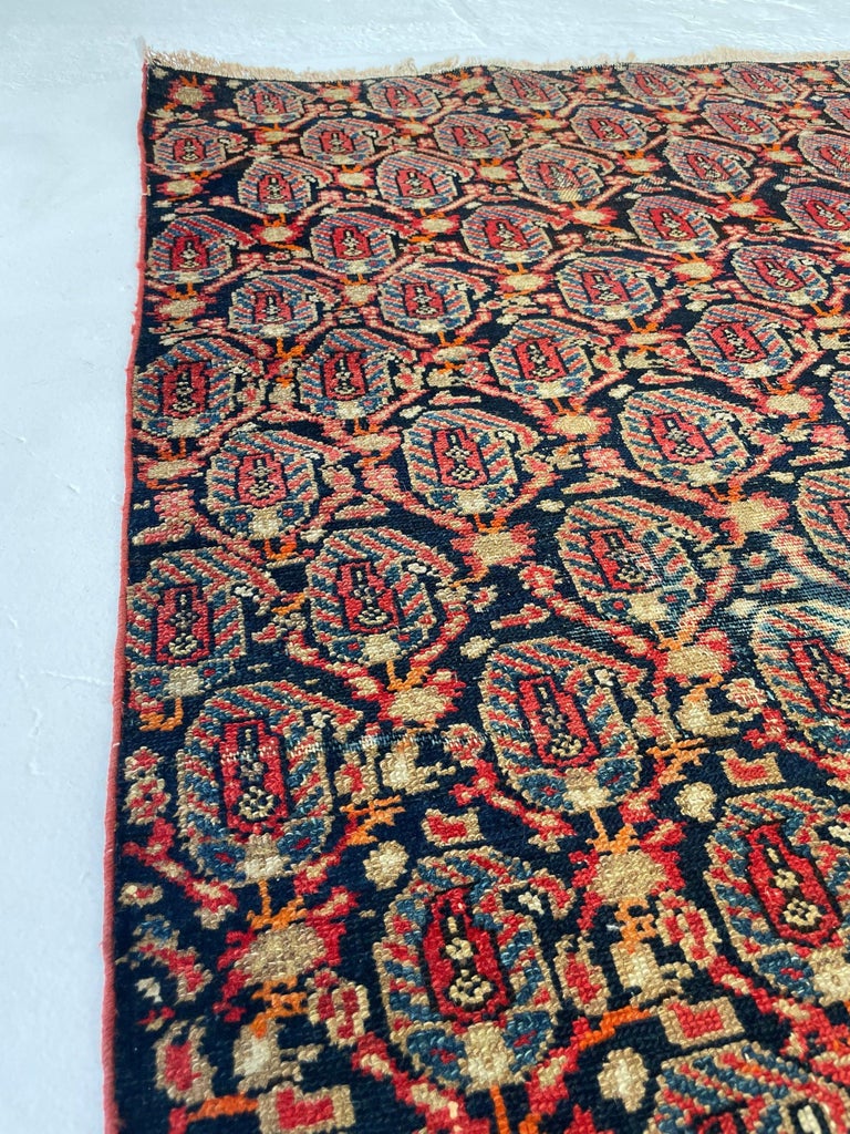 Antique Fragment Rug in Zoroastrian Flame Pattern, c. 1930's For Sale ...