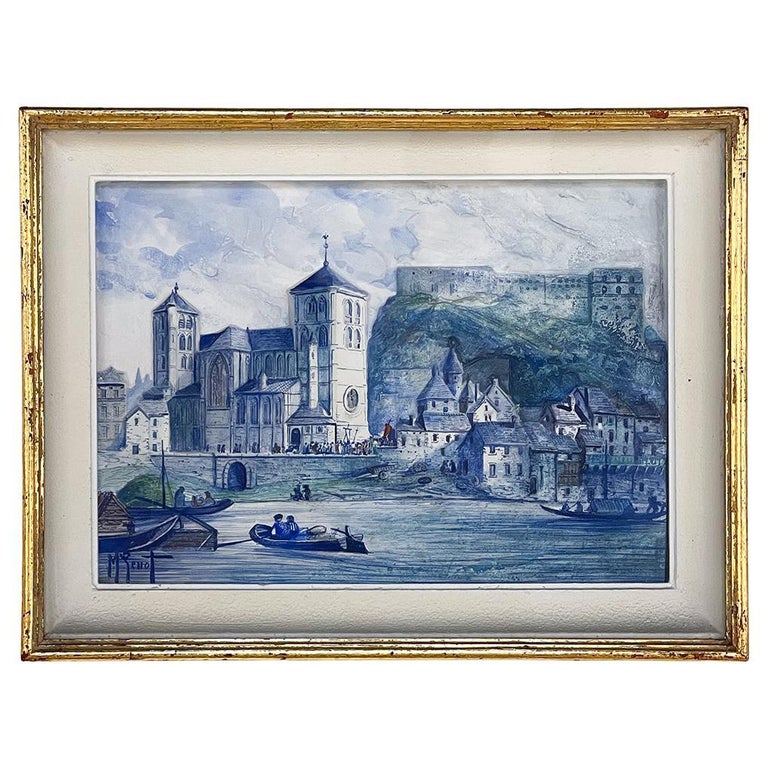 Antique Framed 3-Dimensional Hand-Painted Porcelain Cityscape For Sale ...