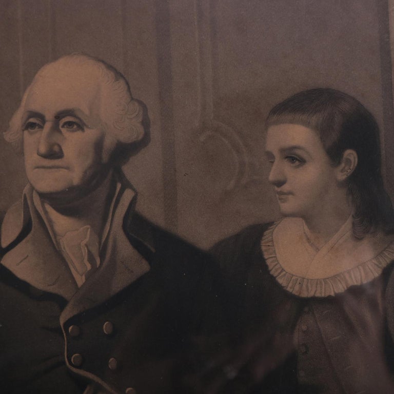 Antique Framed Edward Savage Print "Washington and the Family" Stipple ...