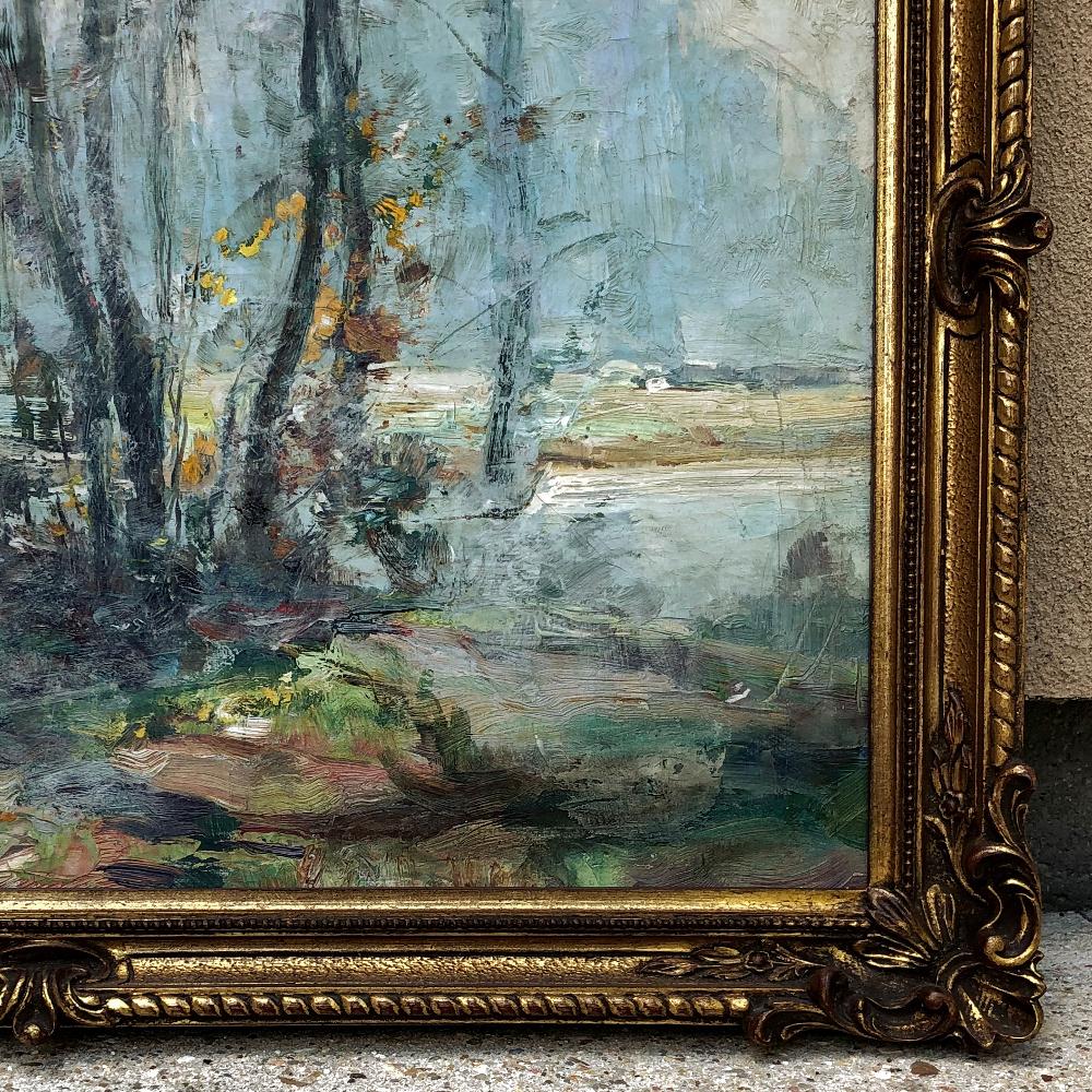 Antique Framed Impressionist Oil Painting on Canvas at 1stDibs