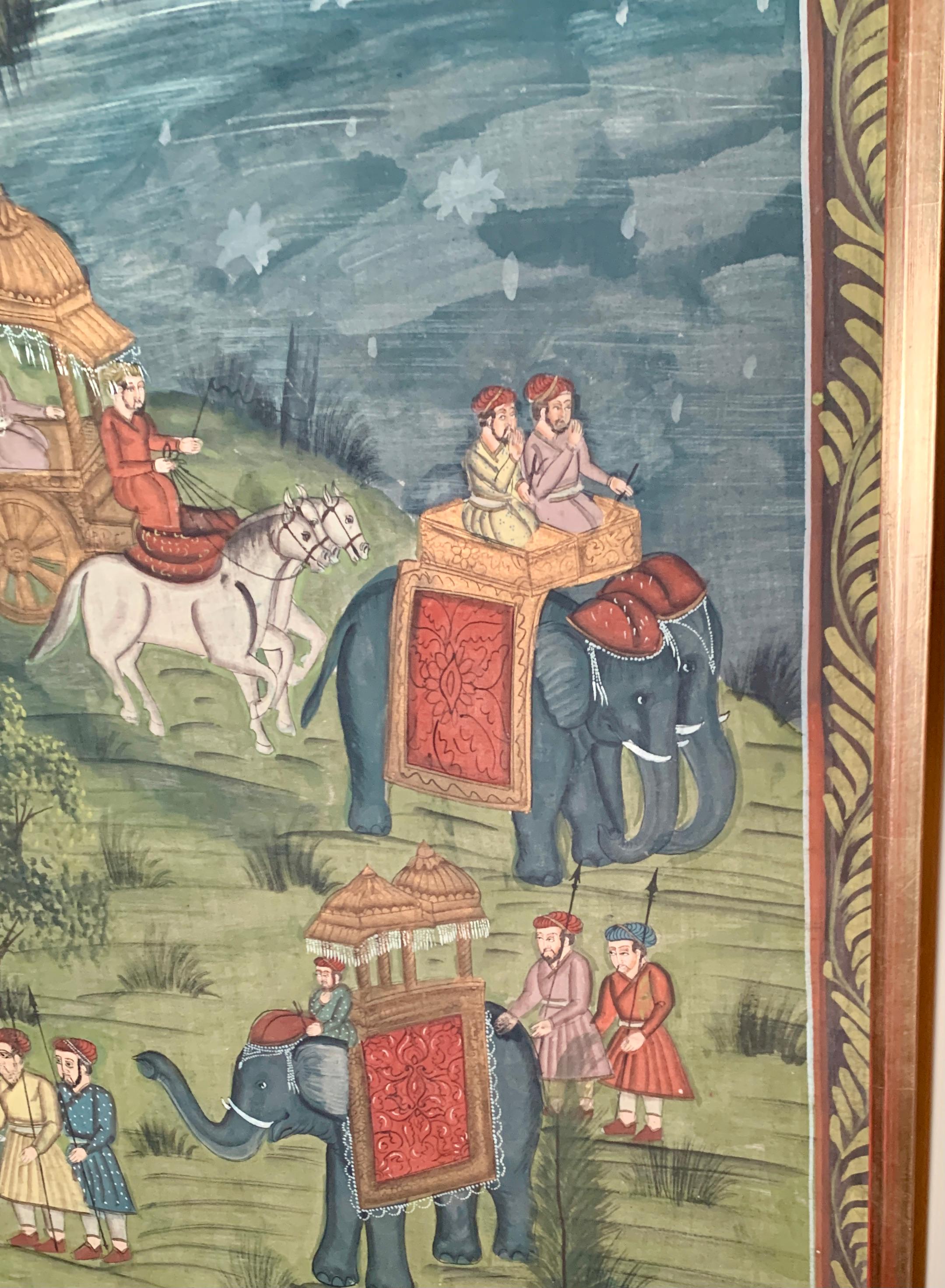 Antique Framed "Indian Folk Procession" Oil Painting on Linen For Sale ...