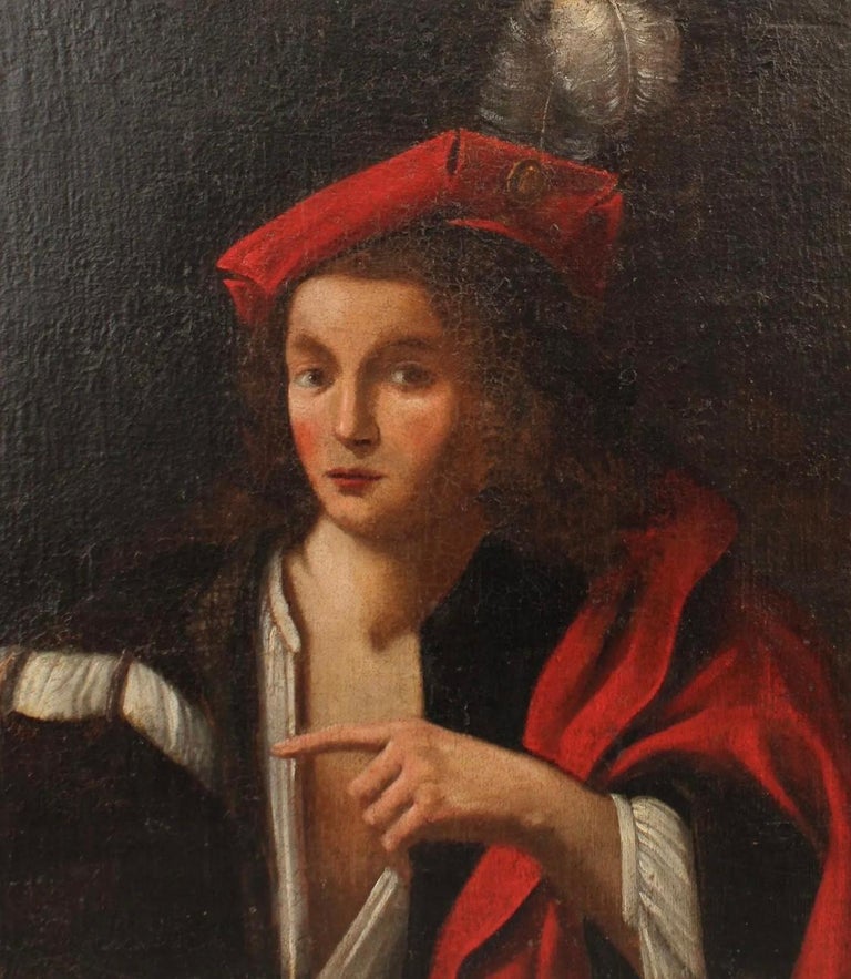 Antique Framed Italian Oil on Canvas Portrait Painting of Florentine ...