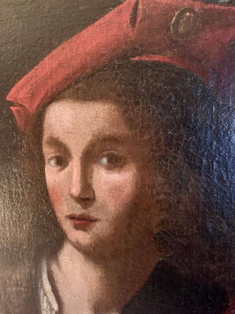 Antique Framed Italian Oil on Canvas Portrait Painting of Florentine ...