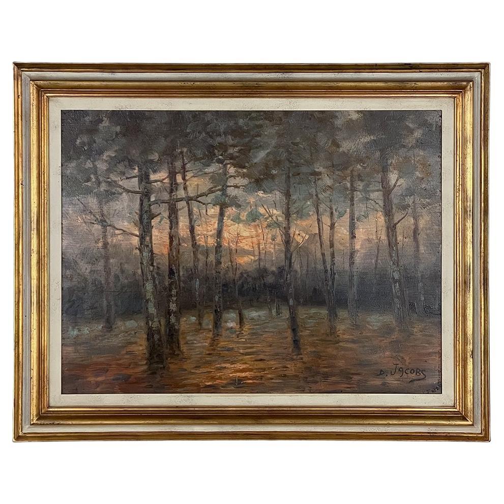 Antique Oil Painting on Board Artist Signed Original Frame For Sale at 1stDibs