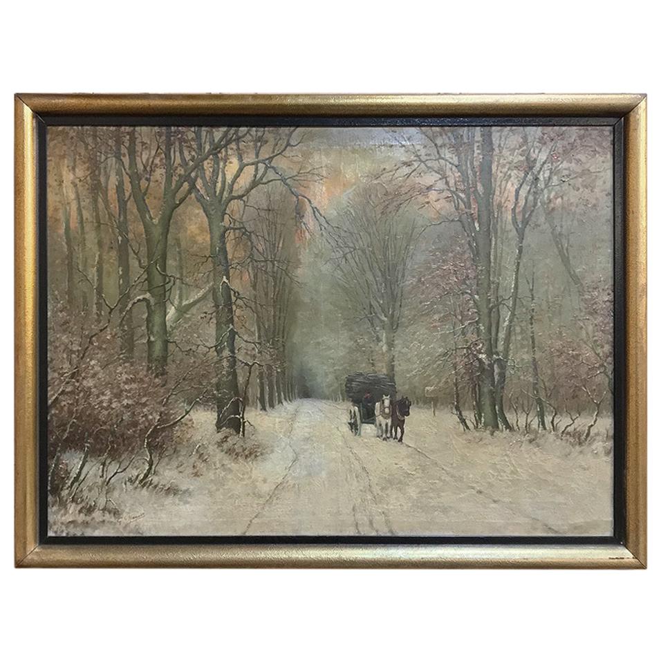 Antique Framed Oil Painting on Canvas For Sale at 1stdibs