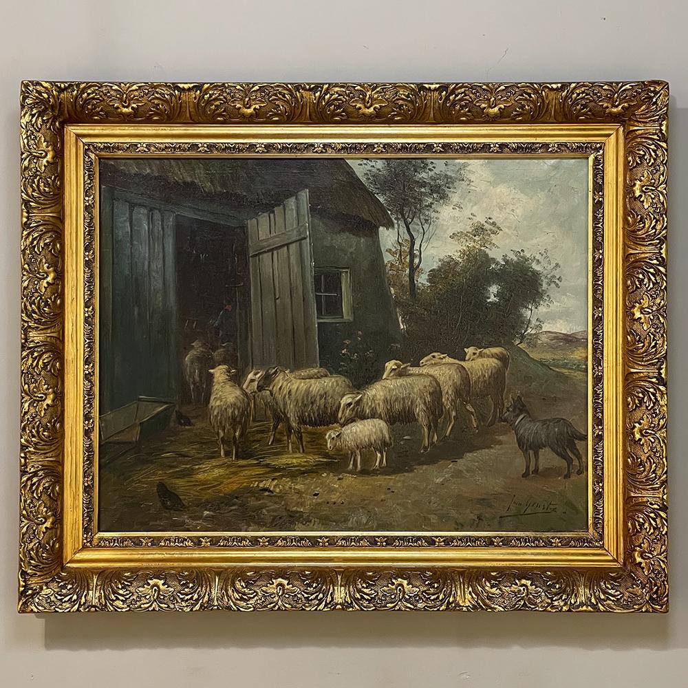 Antique Framed Oil Painting on Canvas by Jan Guerts For Sale at 1stDibs
