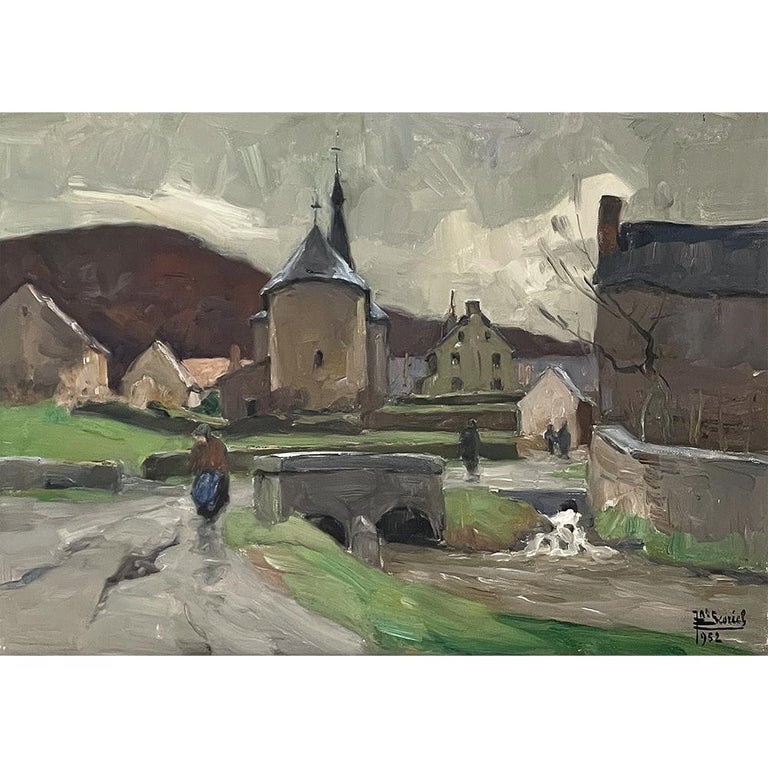 Antique Framed Oil Painting on Canvas by Jean-Baptiste Scoriel For Sale ...