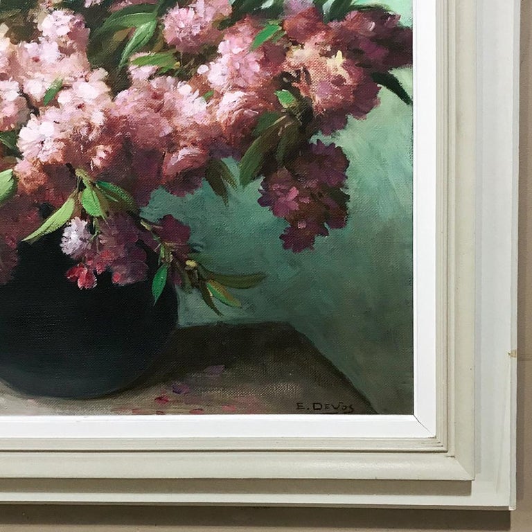 Antique Framed Oil Painting on Canvas Floral Still Life by E. Devos For ...