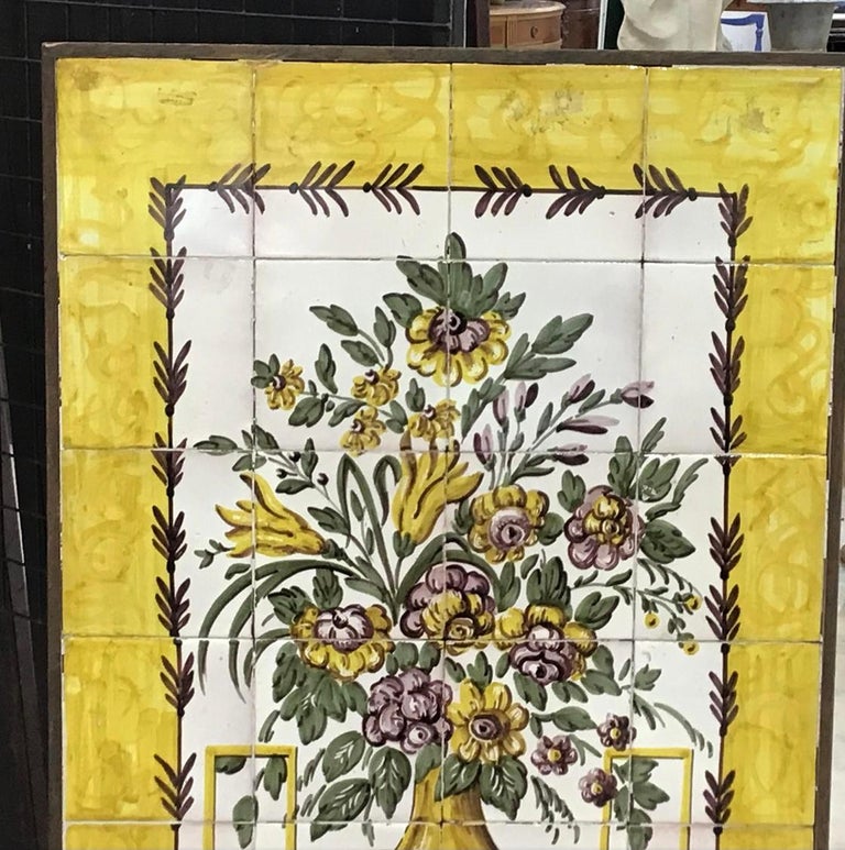 Antique Framed Spanish Faience Tile Plaque For Sale at 1stDibs
