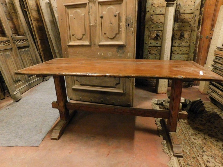 Antique "Fratino" Brown Larch Wood Table, Rustic, 1800, Italy at 1stDibs