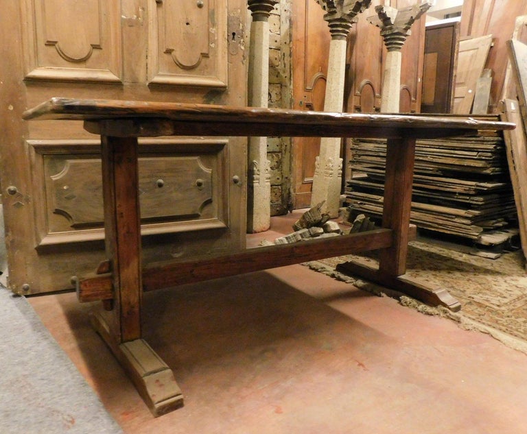 Antique "Fratino" Brown Larch Wood Table, Rustic, 1800, Italy at 1stDibs