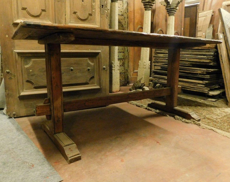 Antique "Fratino" Brown Larch Wood Table, Rustic, 1800, Italy at 1stDibs